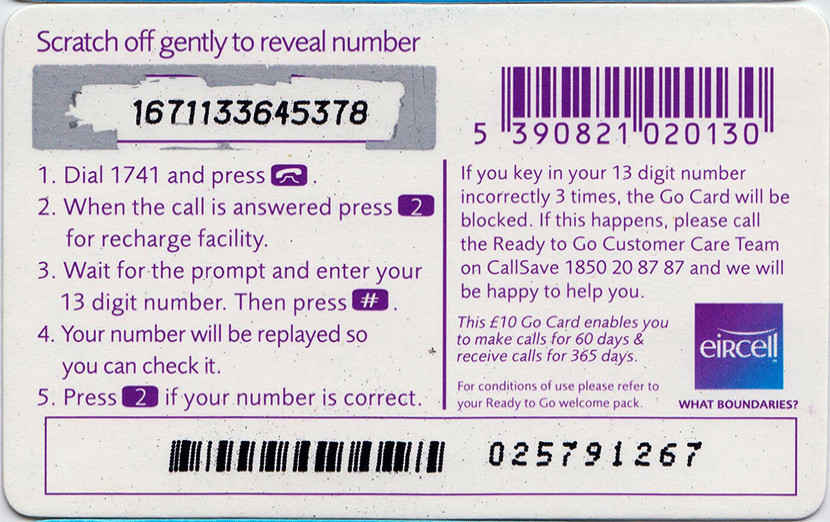 Eircell Ready to Go 087 Go Card - The Irish Callcards Site