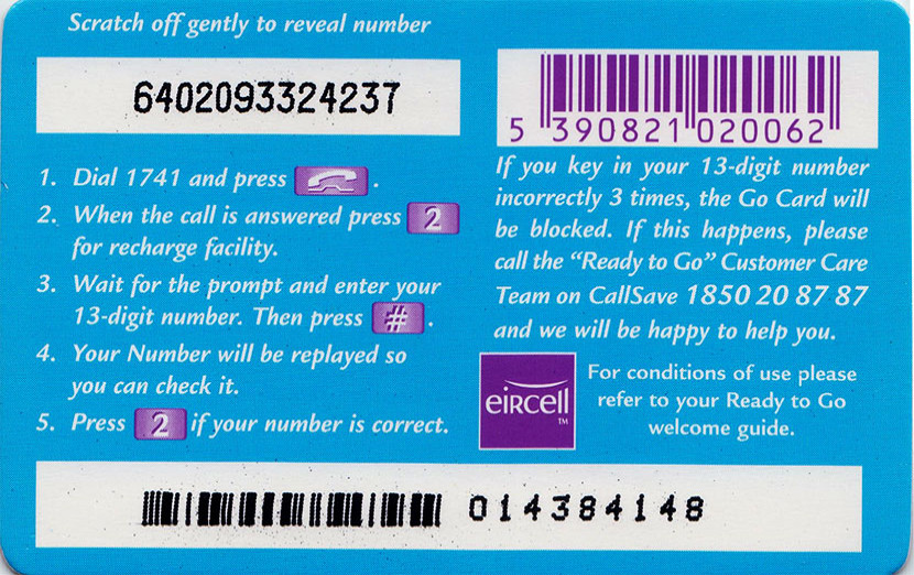Eircell Ready to Go 087 Go Card - The Irish Callcards Site