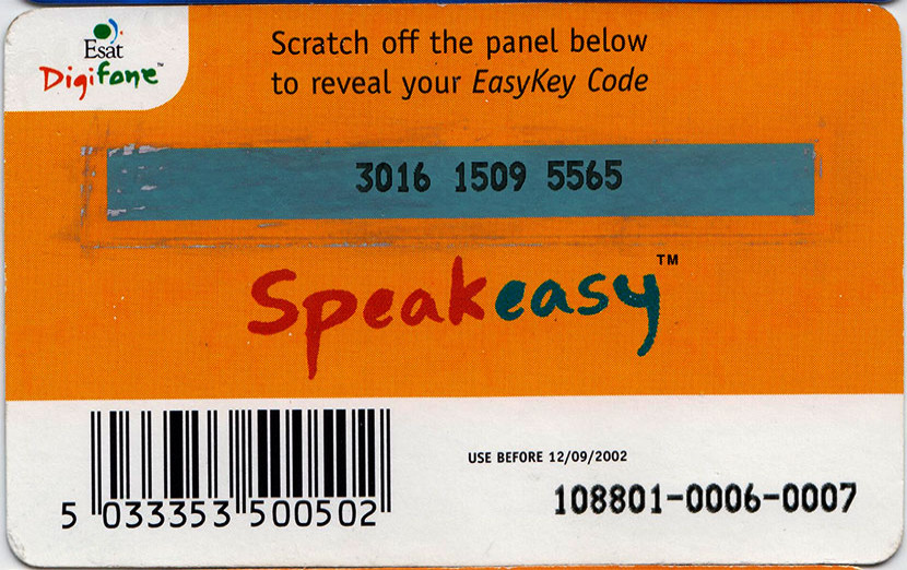 Esat Digifone Speakeasy EasyKey card - The Irish Callcards Site