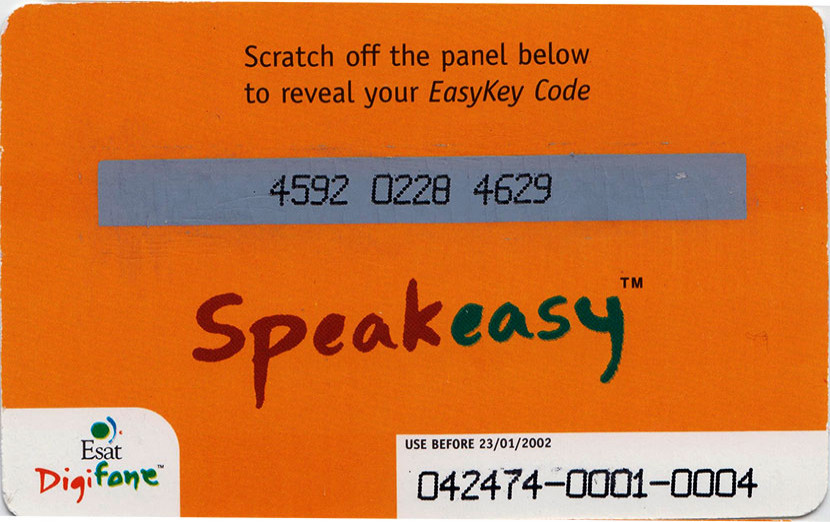 Esat Digifone Speakeasy EasyKey card - The Irish Callcards Site