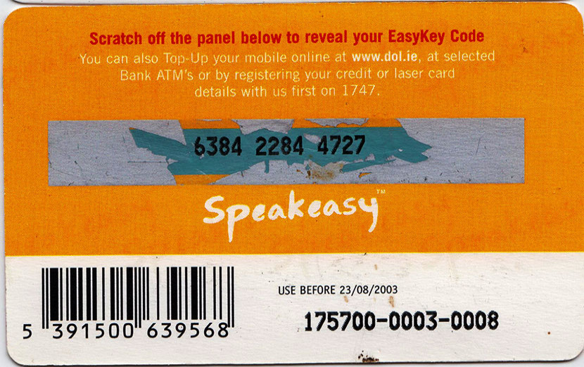 Esat Digifone Speakeasy EasyKey card - The Irish Callcards Site