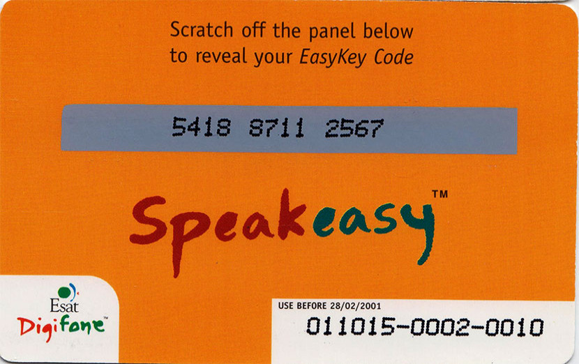 Esat Digifone Speakeasy EasyKey card - The Irish Callcards Site