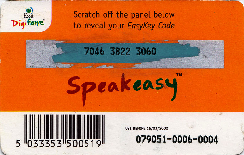 Esat Digifone Speakeasy EasyKey card - The Irish Callcards Site