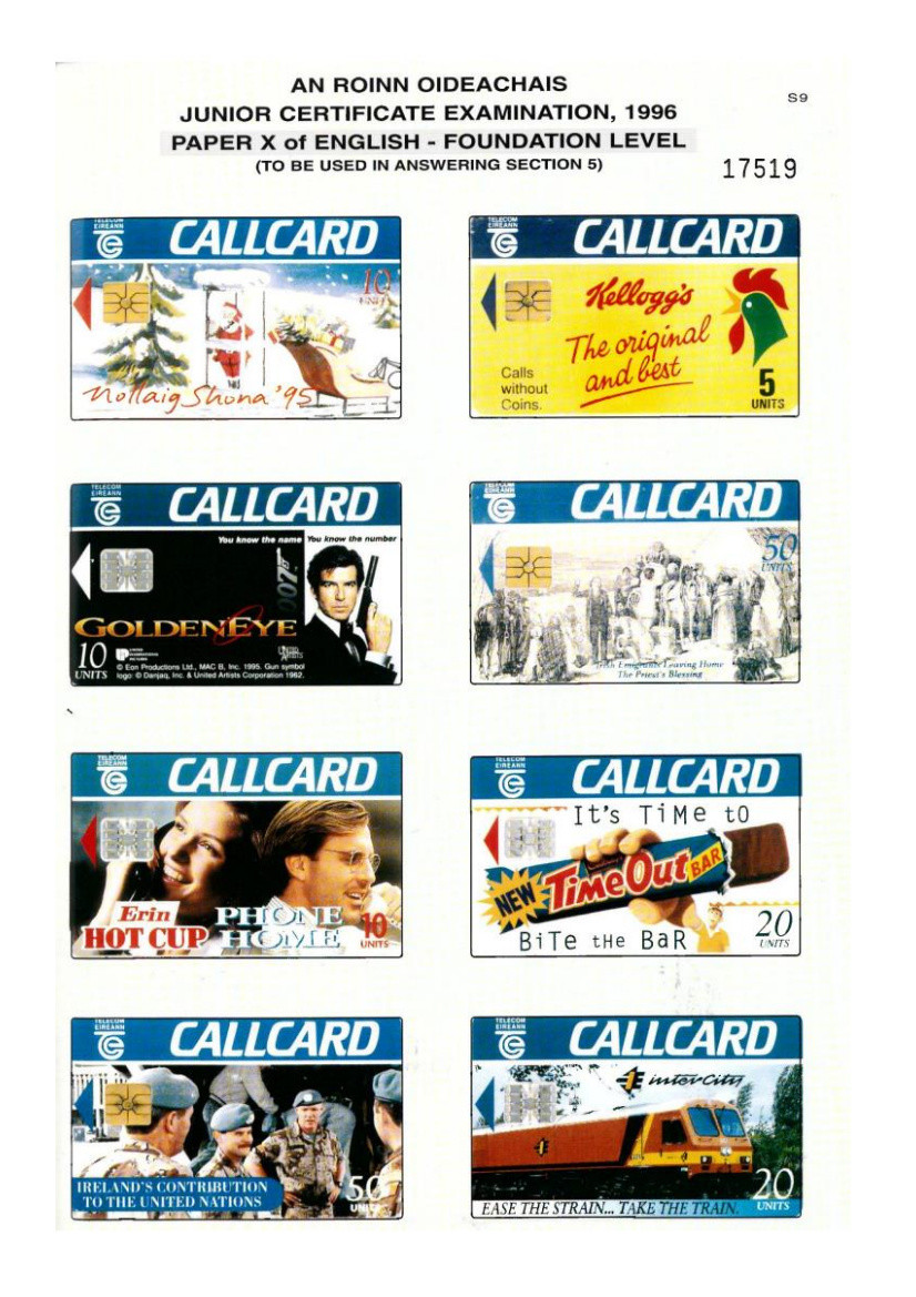 When Callcards made the Junior Certificate! - The Irish Callcards Site